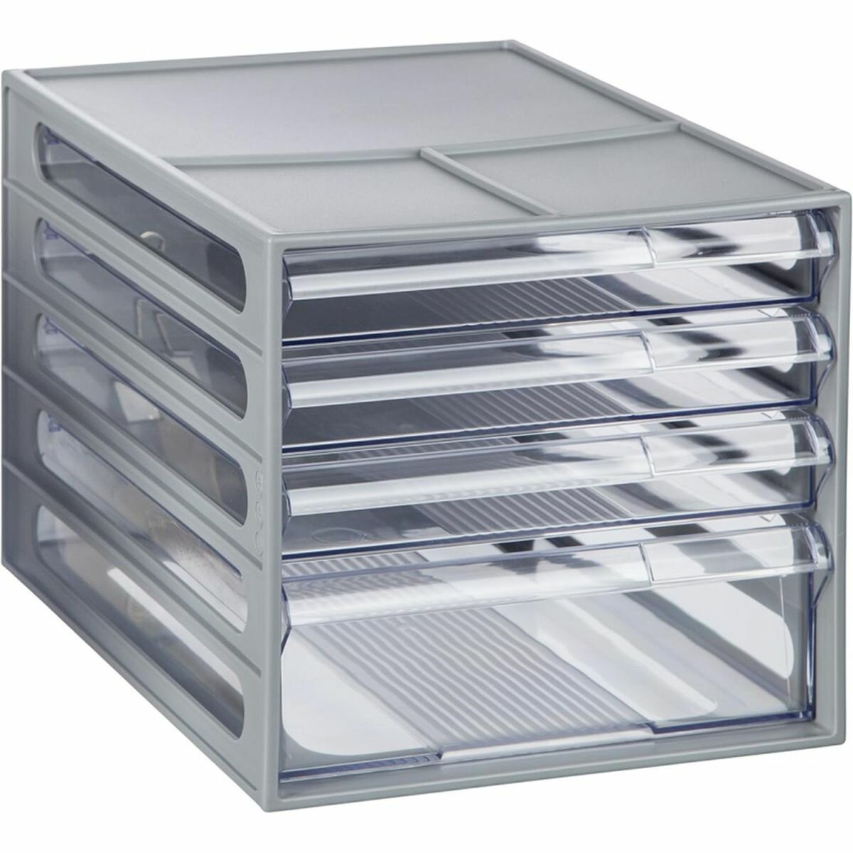 Бокс с выдвижными лотками Стамм, закрытый, 4 лотка, серый/прозрачный (ВЛ53), 2шт.