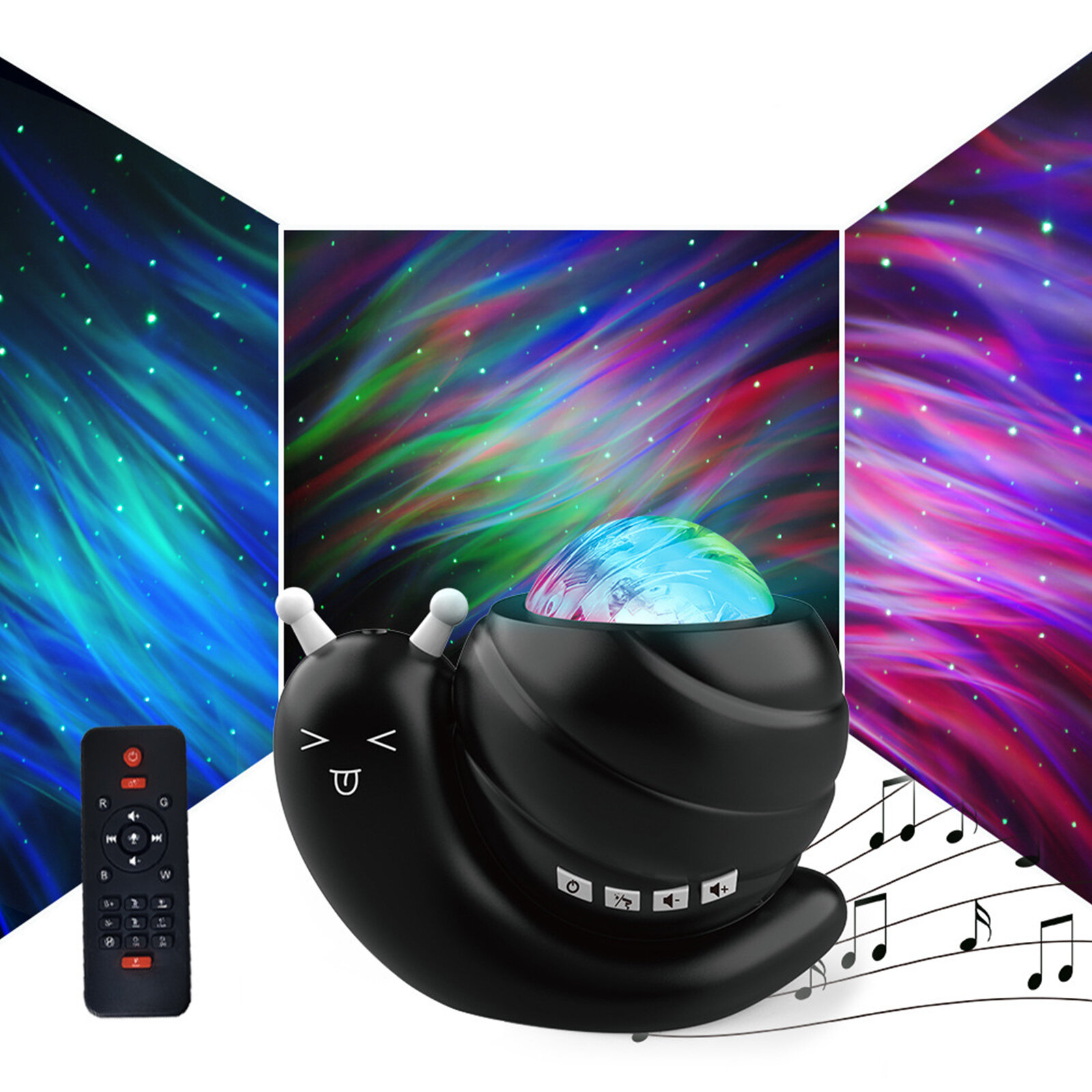 BT Speaker Night Light, Snail Starry Sky Projector Lamp, Creative Gift for Bedroom, Aurora Projection Atmosphere Relaxing Music, Suitable All Ages