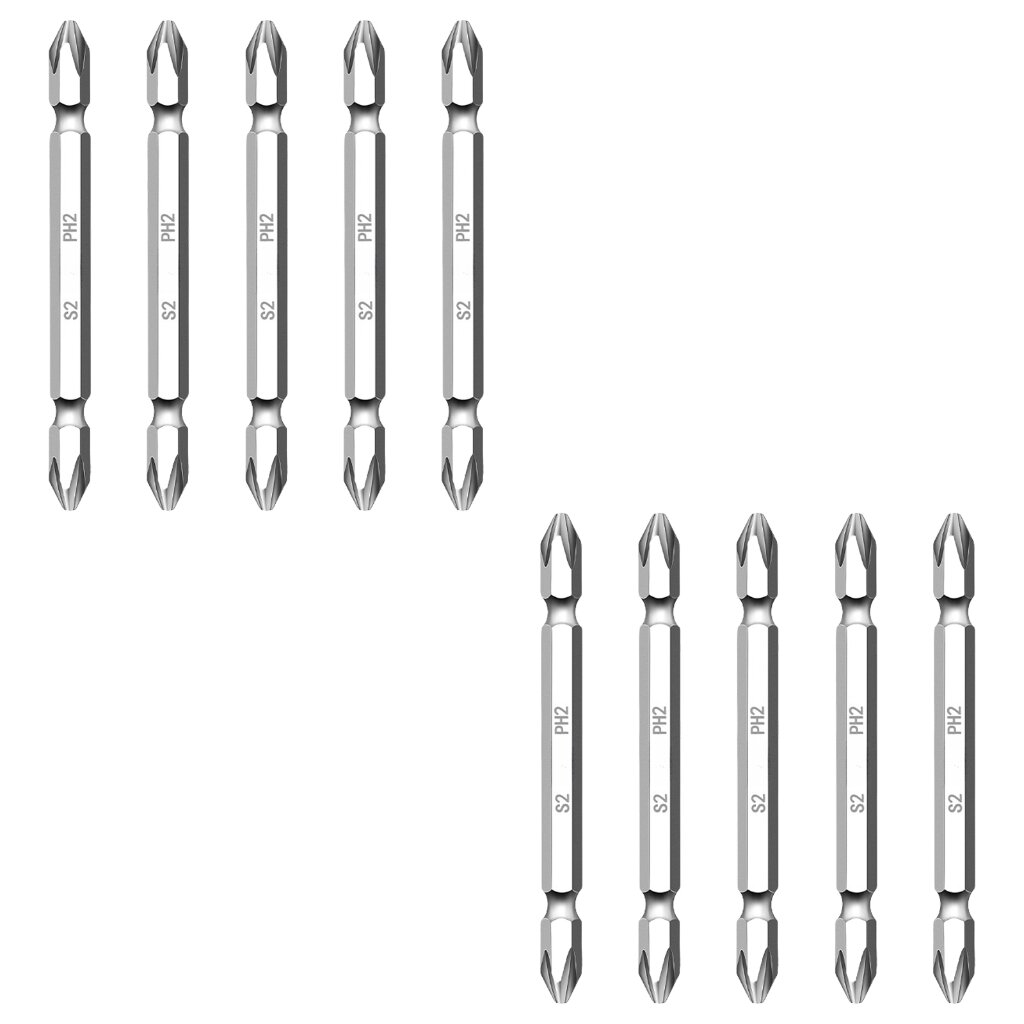 Набор из 10 стальных двусторонних магнитных крестовых бит для сборки мебели