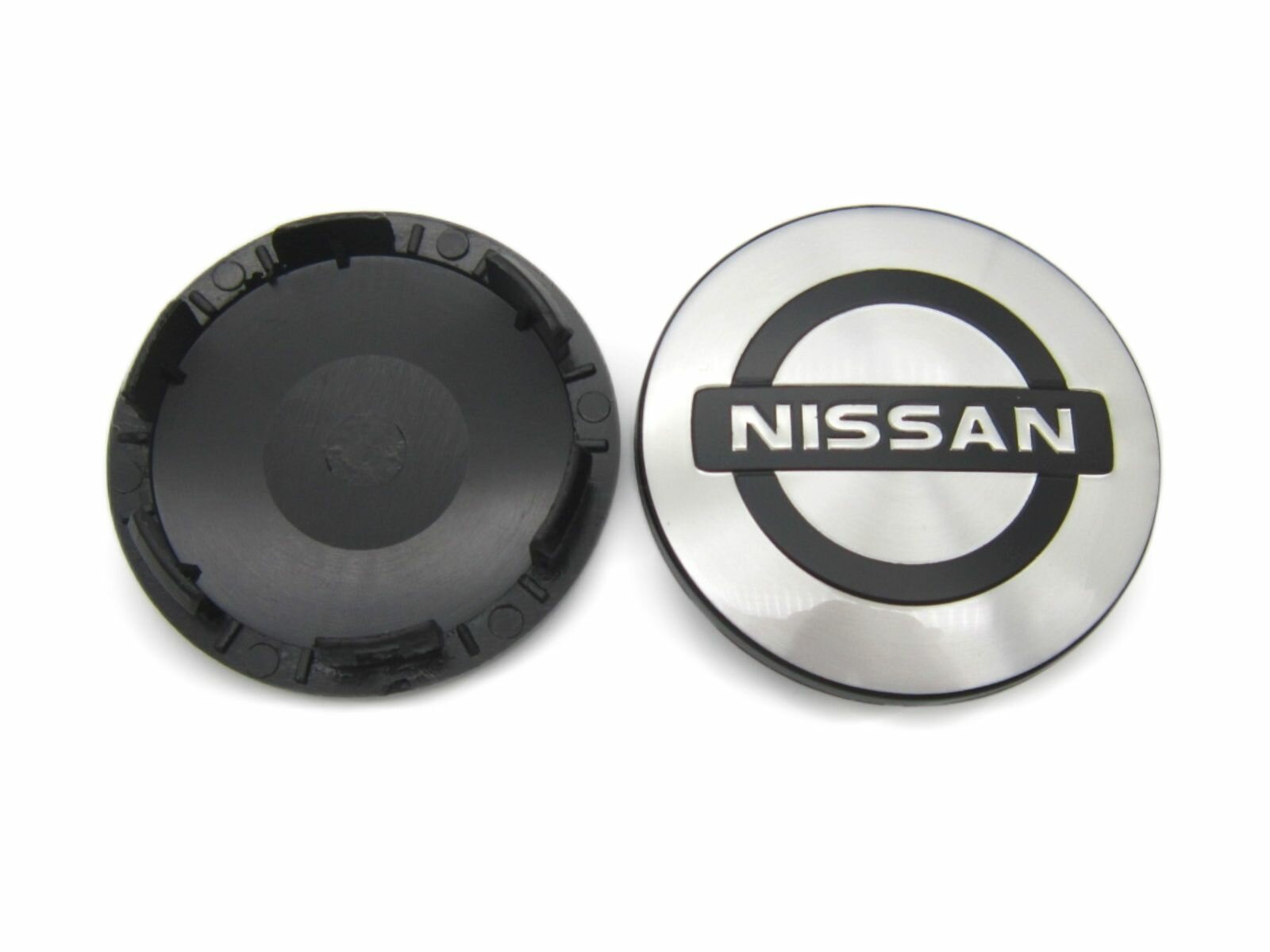 Колпачок заглушка на литой диск КиК Nissan chrome black logo 62/55/10, 1 шт.