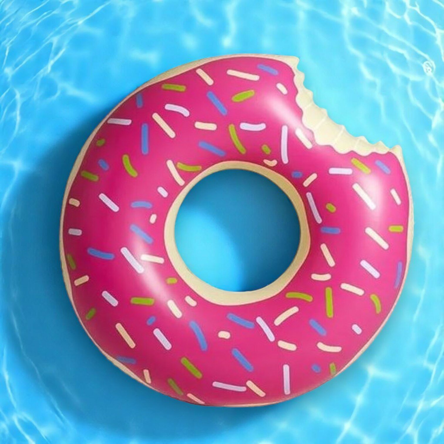 Надувной круг для плавания "Пончик" 90см, розовый