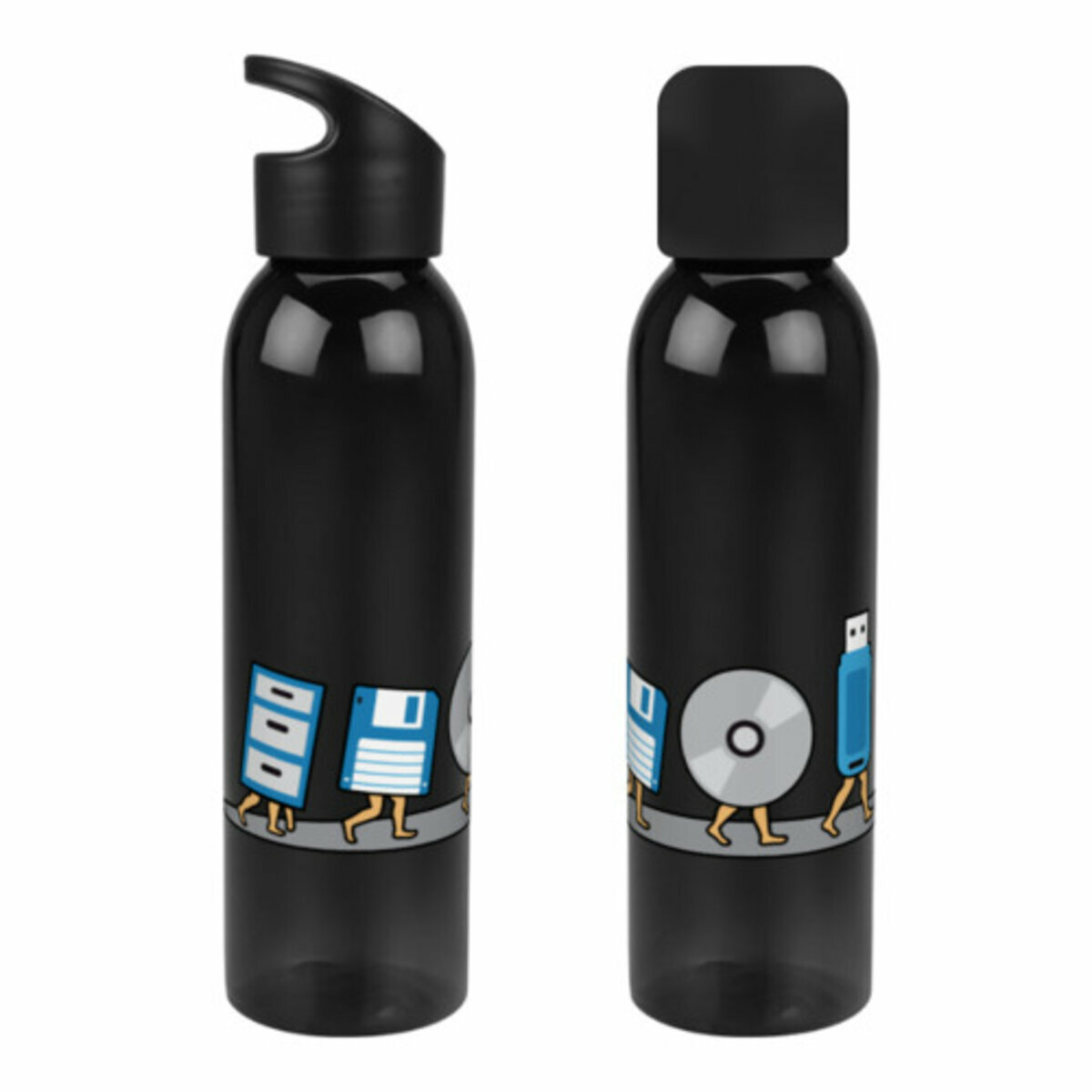 Бутылка для воды «Эволюция дисков айтишник программист it сисадмин» (черный)