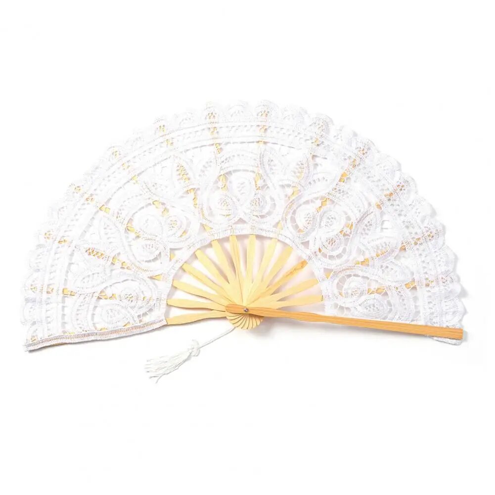Складной кружевной веер White