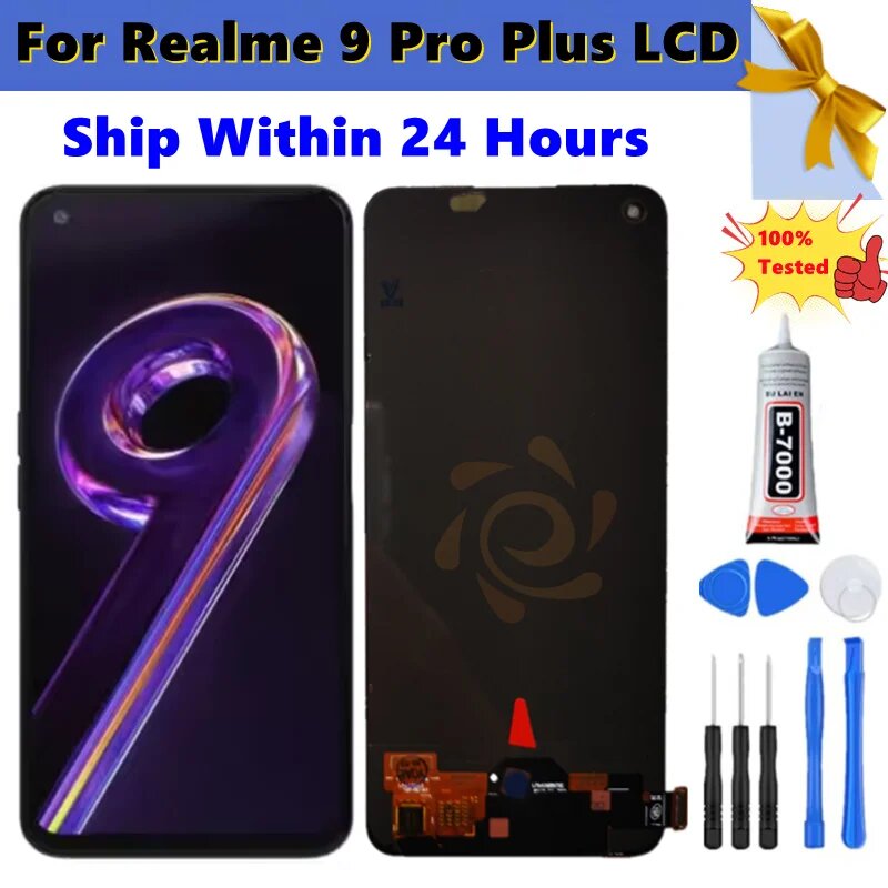 AMOLED TFT 6,4 дюйма для OPPO Realme 9 Pro + RMX3392, RMX3393 ЖК-дисплей, AMOLED With Frame