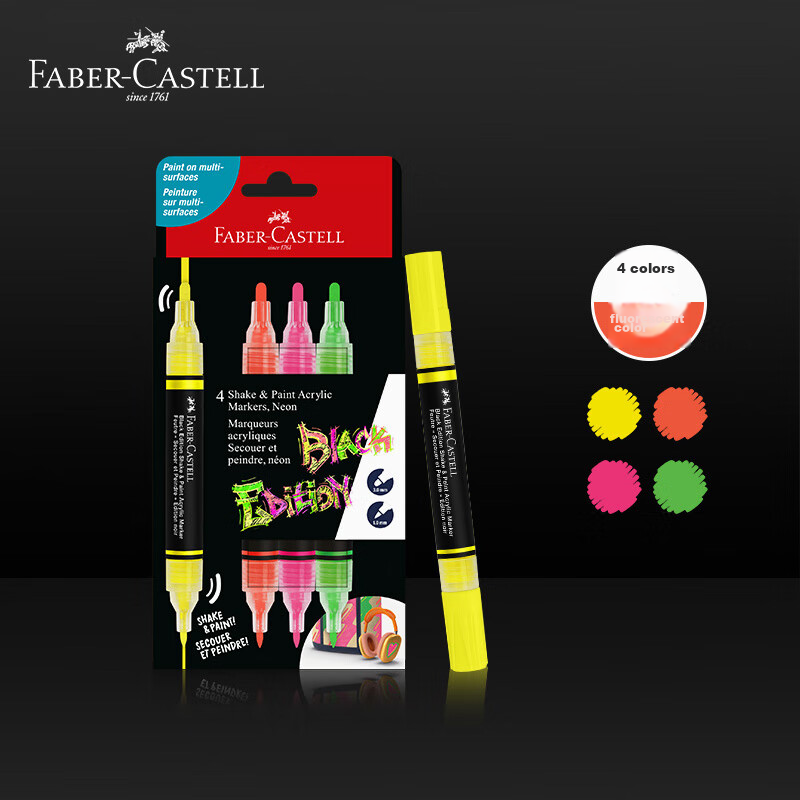 Faber-castell valve acrylic marker double head 4 color fluorescent color box O1-285505 art sketch