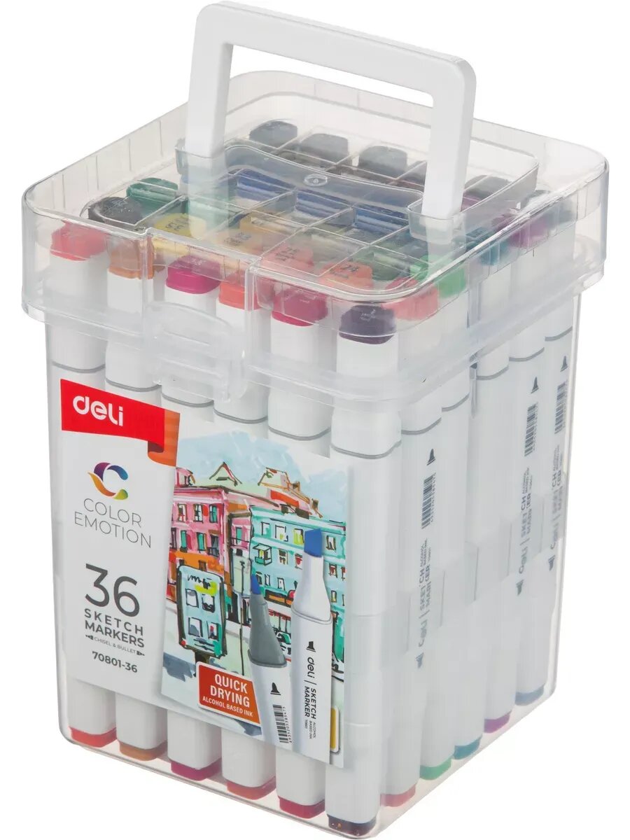 Маркеры для скетчинга двусторонние 36 цветов