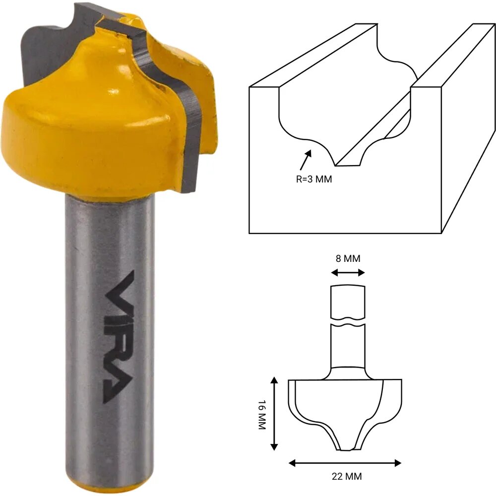 Фреза пазовая фасонная (22х13 мм; R4.75 мм) VIRA 553384 L553384