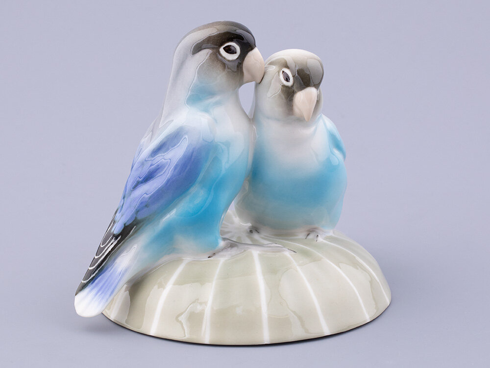 Фарфоровая статуэтка "Неразлучники"Лазурные, Императорский фарфоровый завод, ручная роспись