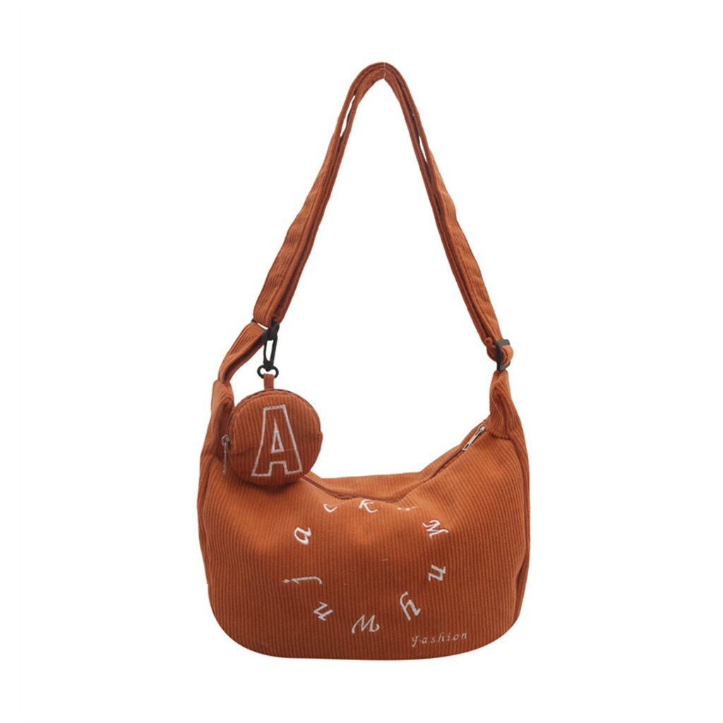Corduroy Dumpling Bag Shoulder Messenger Bag, Brown
