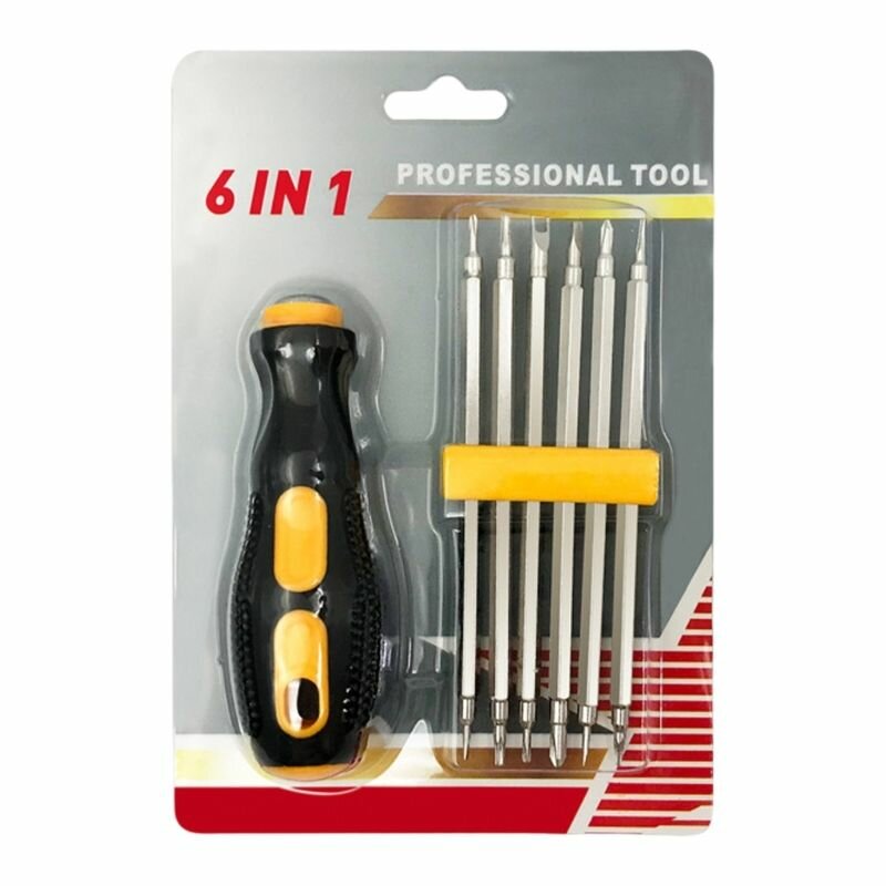 6-в-1 Двухсторонняя отвертка с магнитным наконечником, - 6601B 6ШТ