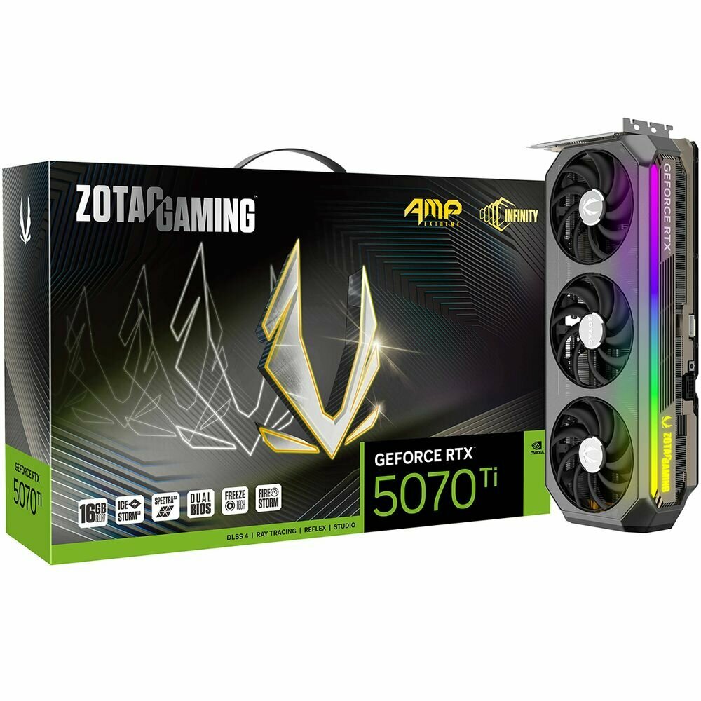 Видеокарта Zotac RTX5070Ti AMP EXTREME INFINITY 16GB GDDR7 256it 3xDP HDMI 3FAN PREMIUM PACK