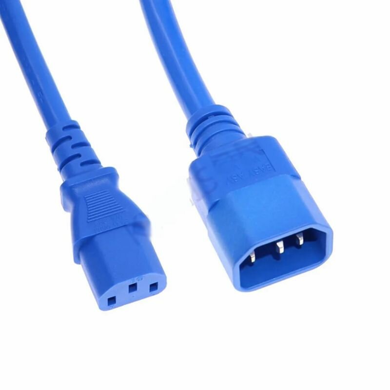 Прочный 14AWG IEC320 C14 Мужской - C13 Женский удлинительный кабель питания для ПК Компьютерный монитор БРП ИБП 15 А 250 В 1 м/1,8 м Синий