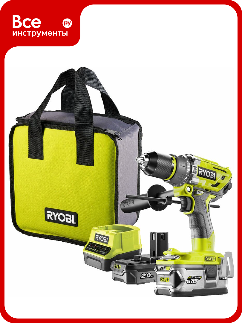 Бесщеточная ударная дрель-шуруповерт Ryobi ONE+ R18PD7-252S, 5133004391