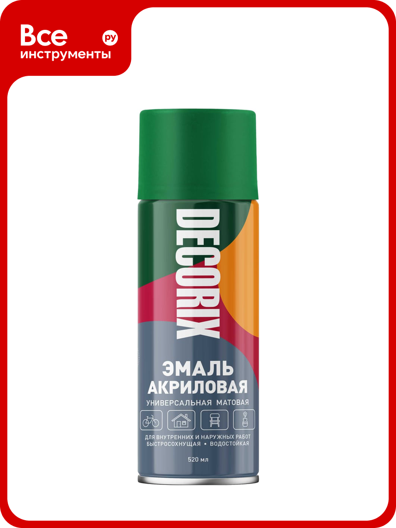 Аэрозольная акриловая эмаль Decorix (универсальная; зеленый; матовый; 520 мл) 0101-35 DX