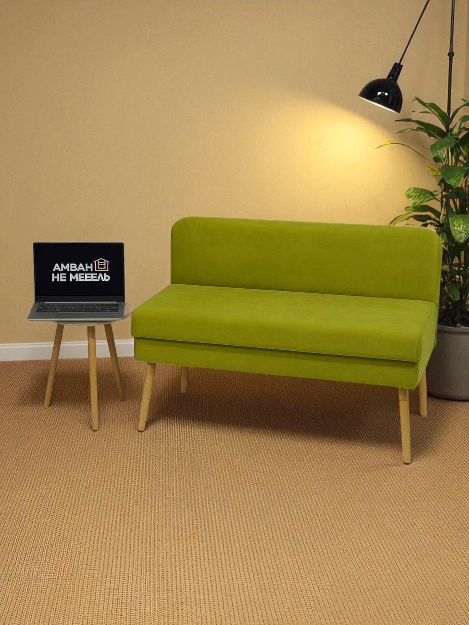 Диван на кухню с ящиком Эда диван прямой (кухню, офис, прихожую, балкон) велюр светло-зеленый Rols 20