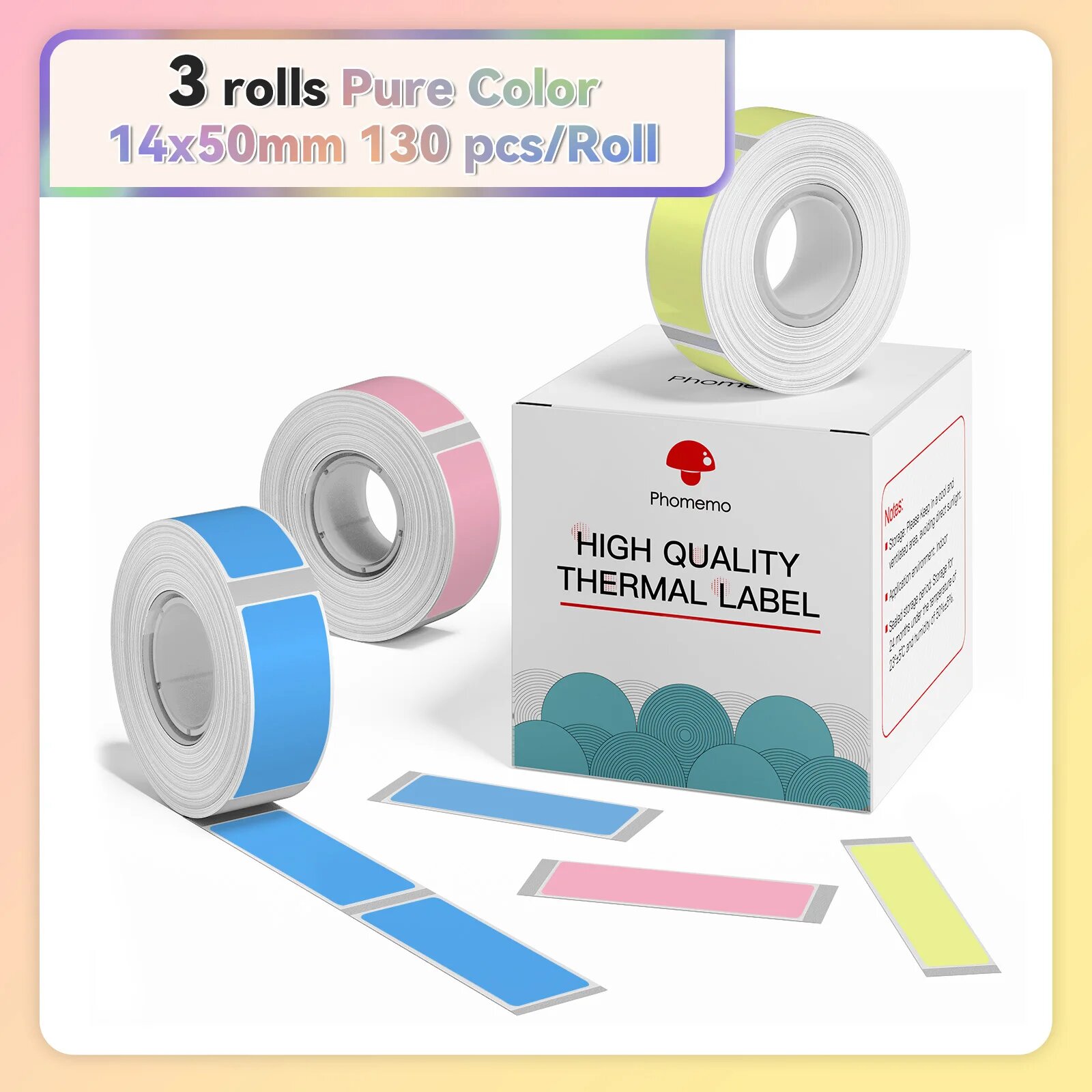 Phomemo 3 рулона Q30 белая наклейка водостойкая бумага клейкая этикетка белая антимасляная лента для Q30 D30 мини портативный термопринтер, 14x50mm Color S01
