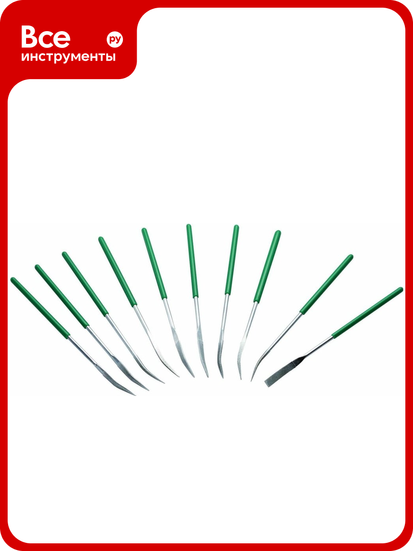 Набор алмазных надфилей Sata 10 предметов, разные виды и сечения, изогнутые