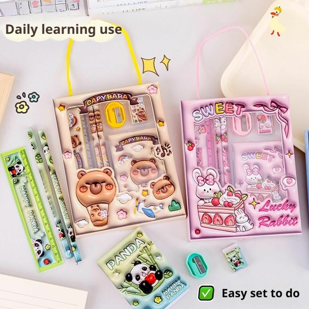 Набор канцтоваров для учебы, милый дизайн, все необходимое для школы и детского сада в одном чемоданчике