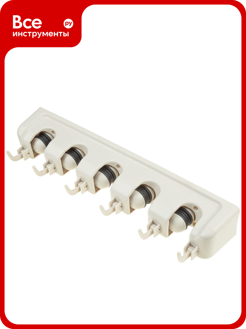 Настенный держатель для инвентаря NV GM-5/6-C, пластиковый корпус, серый цвет, универсальное крепление на стену