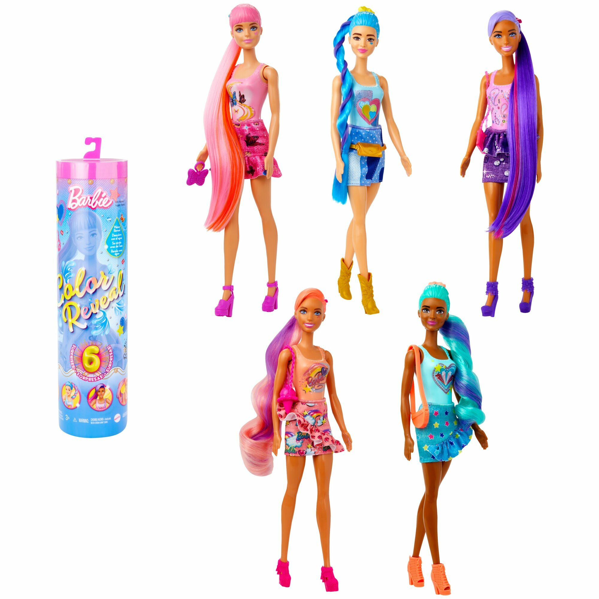 Кукла Барби (Barbie Color Reveal) Totally Denim, HJX55/HNX04, 30 см, 6 сюрпризов