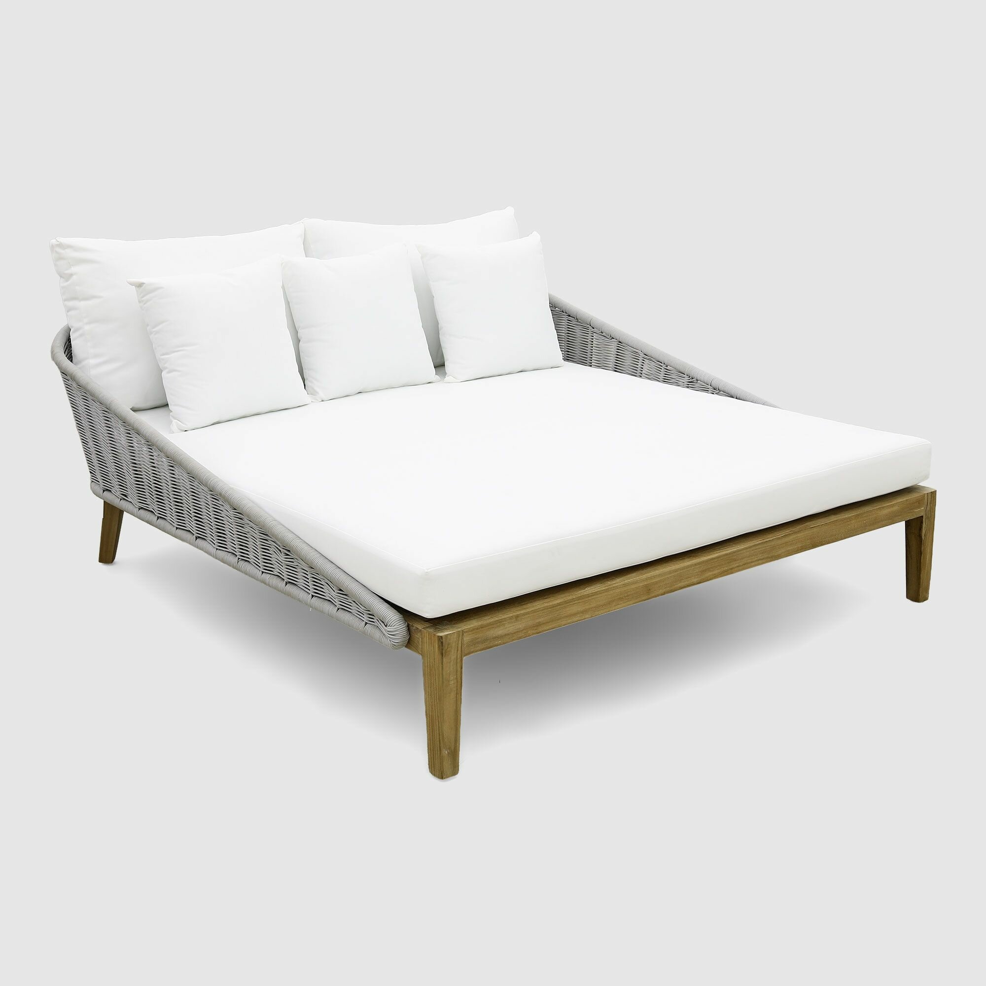 Диван-шезлонг для дачи и отдыха Rumah Anda Komodo с подушками белый 180х160х80 см