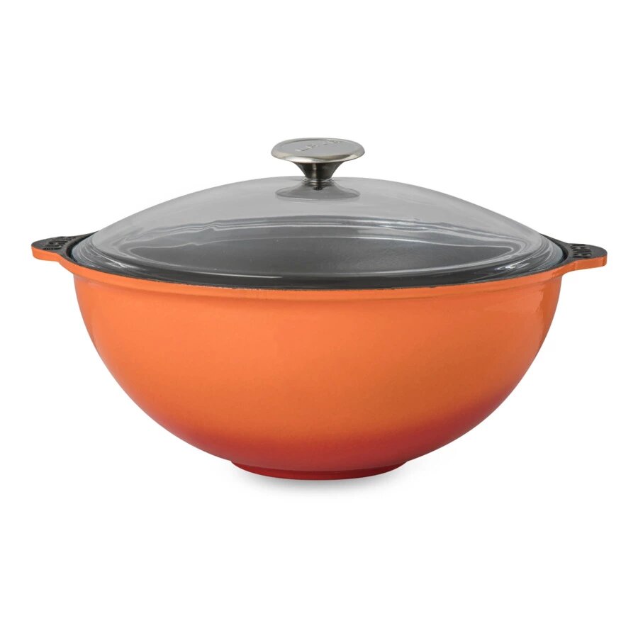 Казан с крышкой LAVA d30 см, 6 л, чугун, стекло, оранжевый, прочное