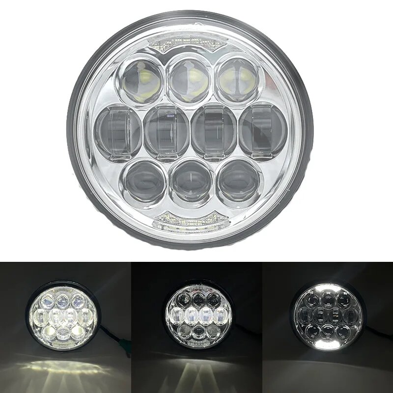 Круглая светодиодная фара 5,75 дюйма с кольцом-ореолом, белая, DRL, черная/хромированная, для Honda Shadow VT 600 700 750 1100 VTX 1300 1800 Chrome with DRL