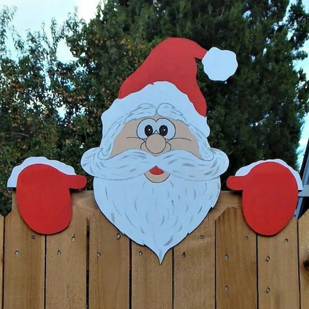 Садовые рождественские украшения на забор: Санта-Клаус, олень, снеговик, уличный декор