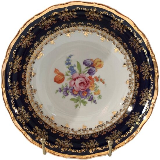 Тарелка десертная Thun 1794 "Офелия", декор "Кобальтовый цветок", 19 см. (ОФЛ0042)