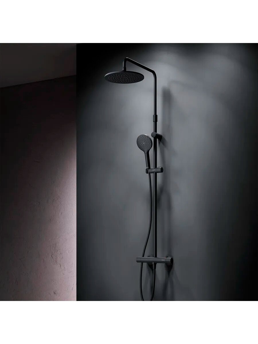 Душевая система с тропическим душем AM.PM Mood, со шлангом, цвет черный матовый