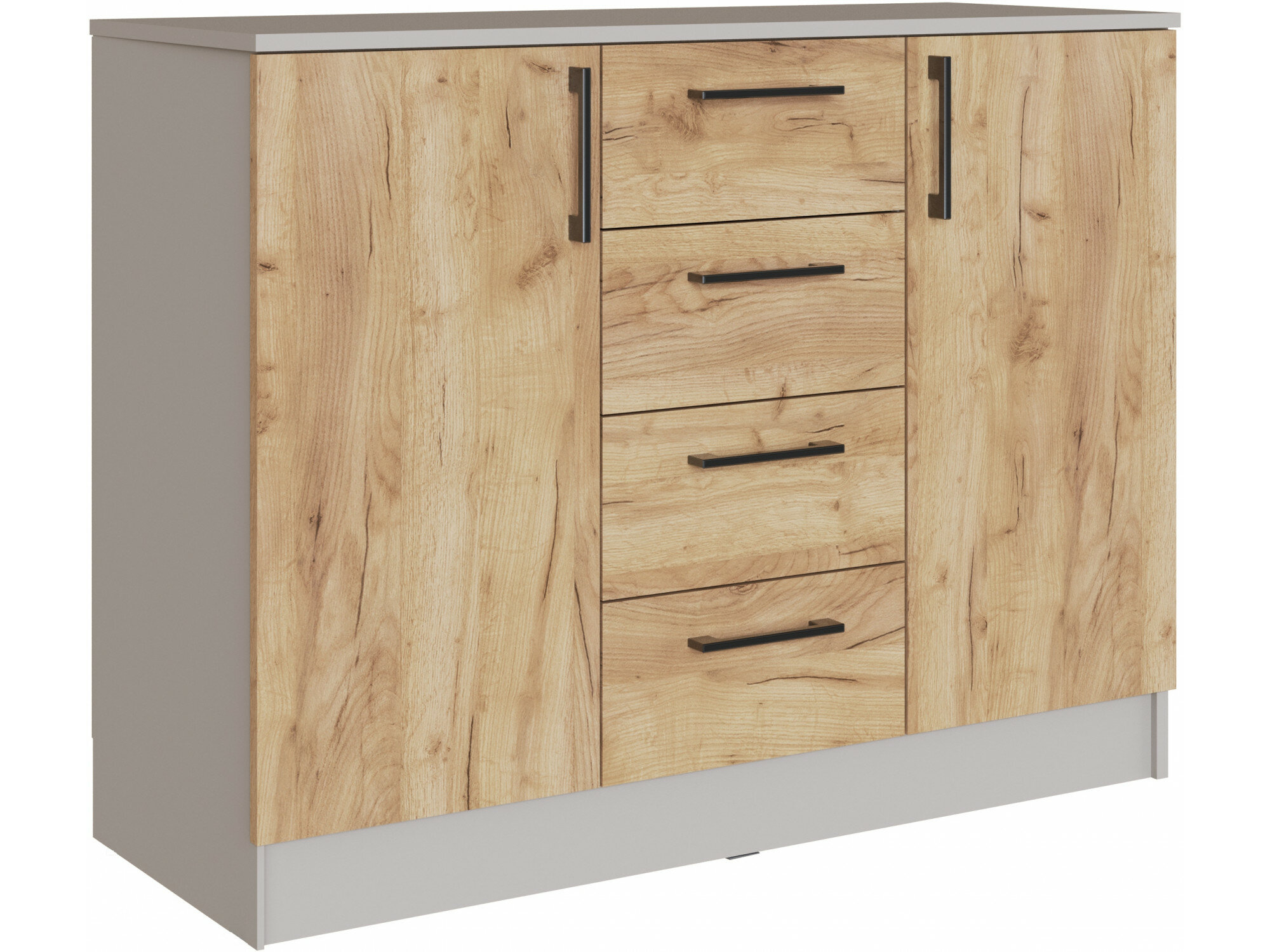 Комод с 4-мя ящиками на роликовых направл, Кашемир/Дуб крафт золотой