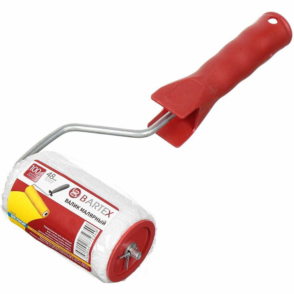 Малярный валик Bartex велюр, пластик, 100 мм, с бюгелем