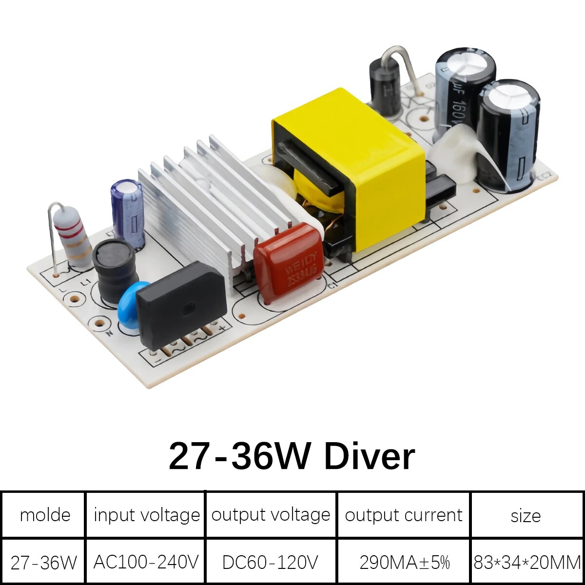 Изолированный светодиодный драйвер 27-36 Вт 27-36W 290Ma