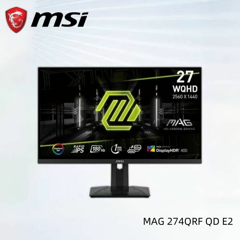 MSI 27 "Монитор MAG 274QRF QD E2, 2560 x 1440 WQHD 180Гц 1 мс Rapid IPS HDR 400 Mystic Light Игровые мониторы черный