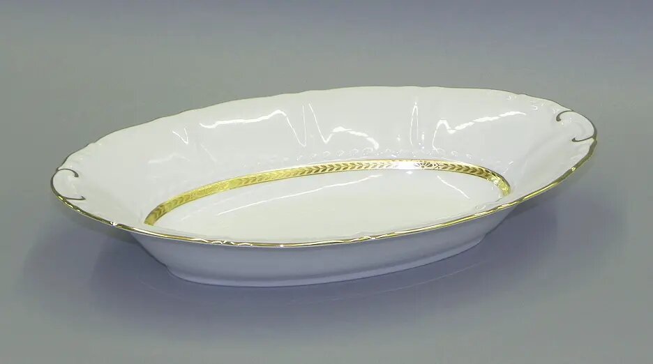 Хлебница Leander, корзина для хлеба "Соната", фарфор, белый, золотой