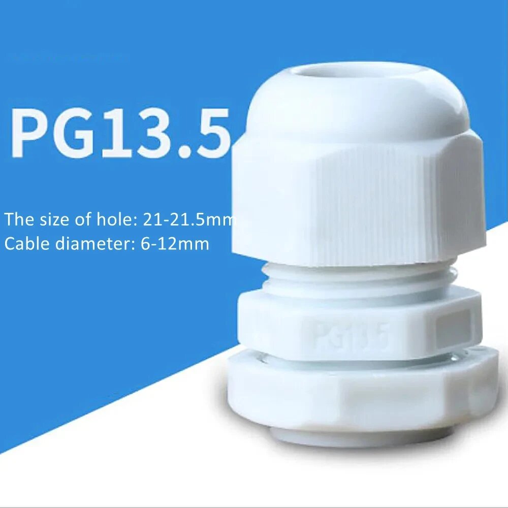 Водонепроницаемые кабельные вводы IP68 PG7 нейлон белые/черные White PG13.5
