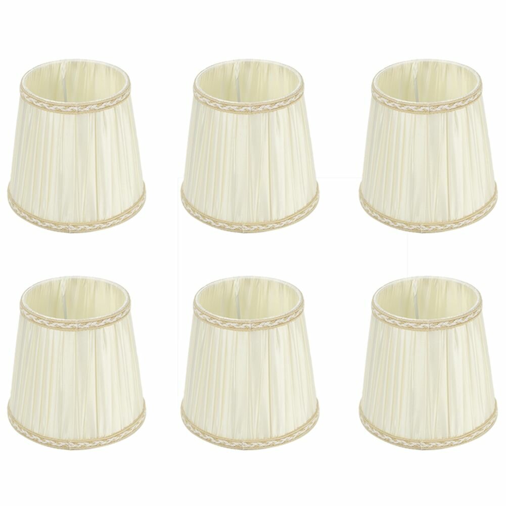 Комплект тканевых абажуров для люстры E14, 6 шт, бежевый тканевый абажур для замены настенных светильников