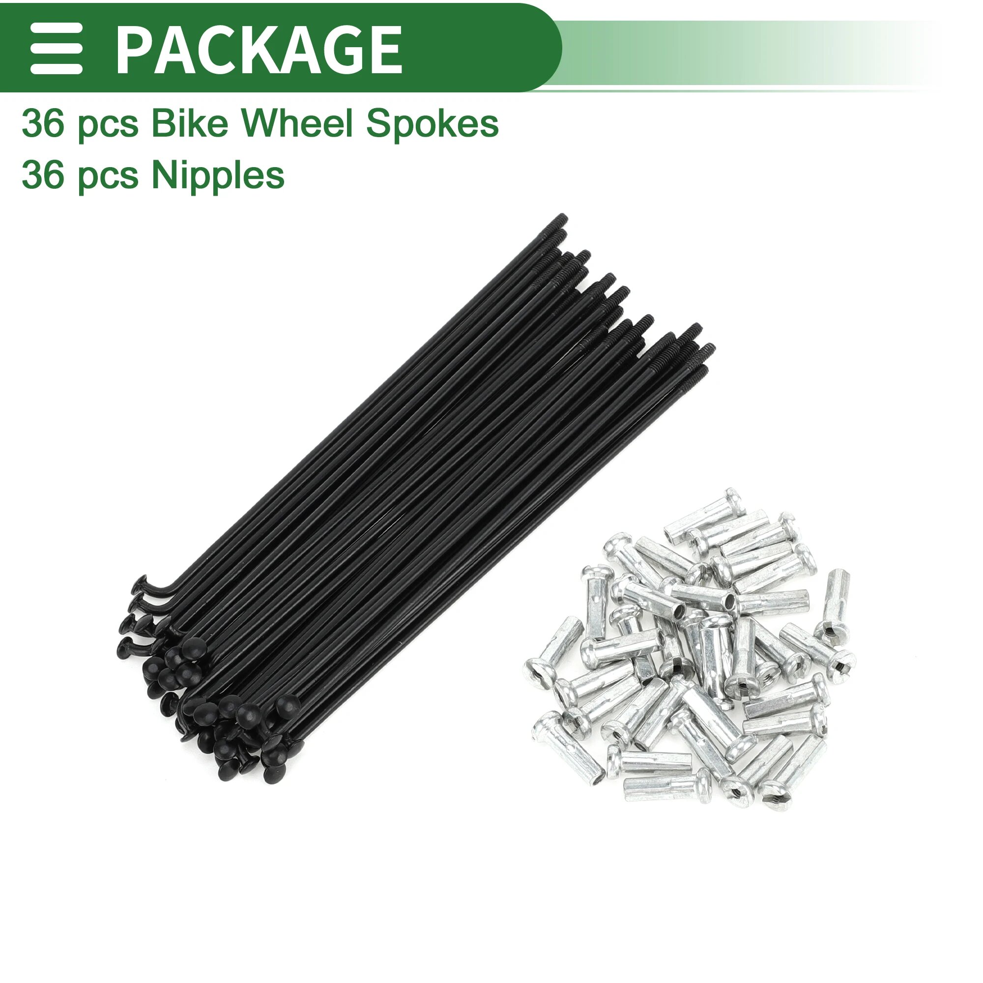 X Autohaux Спицы для велосипеда черные углеродистые сталь 14G 36 шт 36pcs-114mm