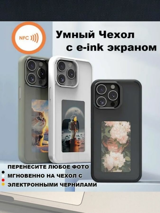 Умный интерактивный DIY чехол с электронными чернилами NFC для Apple 14 pro