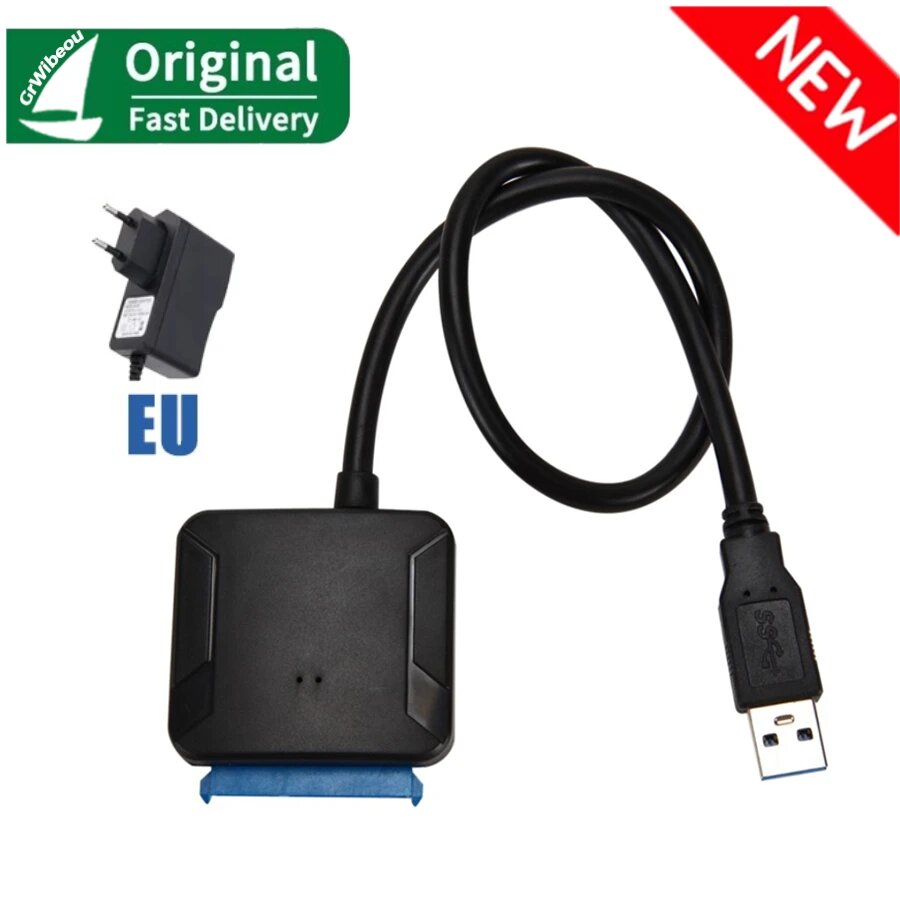 GRWIBEOU Адаптер SATA-USB 3.0 для жестких дисков 2.5 дюймов EU Plug