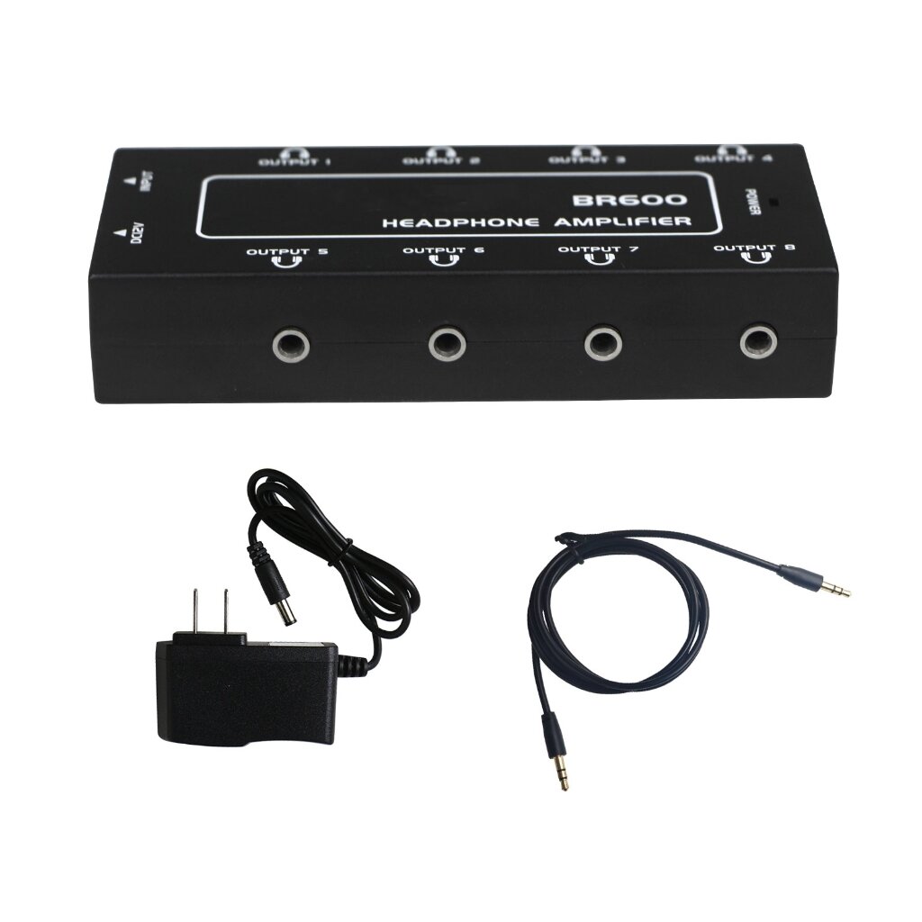 Портативный 8 -хканальный усилитель наушников с источником питания DC12V и 8 Независимым уровнем управления удобным для использования.