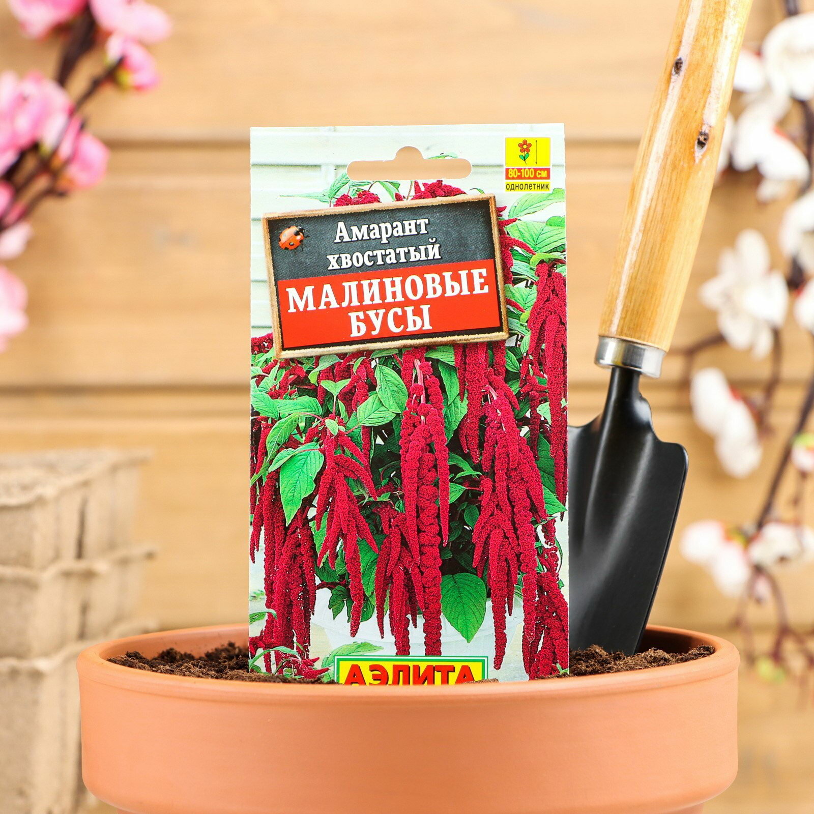 Семена цветов Амарант "Малиновые бусы", однолетник, 0.2 г, вид: алиссиум, 3 шт.