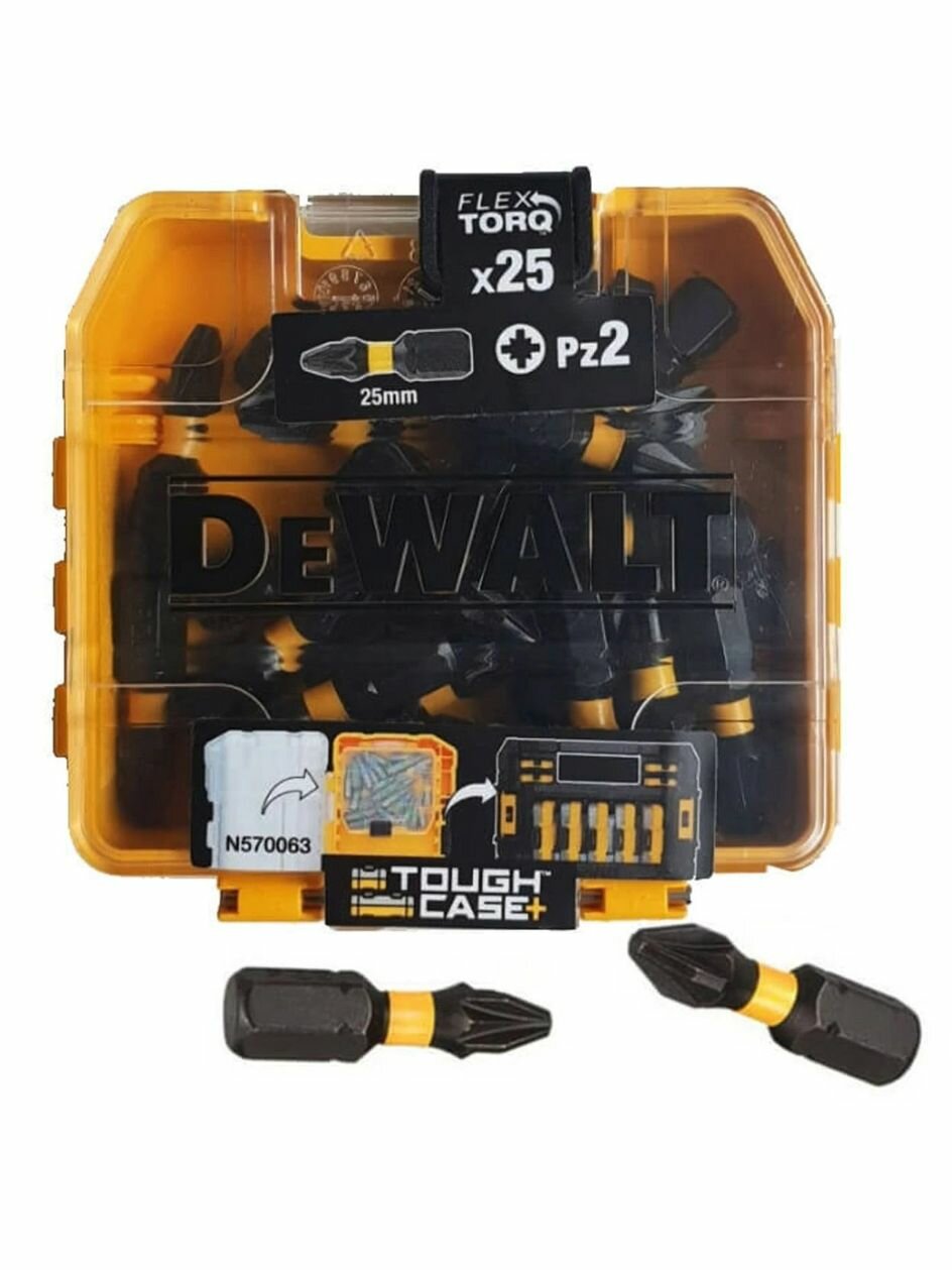 Набор ударных бит для дрели - шуруповерта PZ2 25 мм в кейсе (25 шт) DEWALT DT70556T