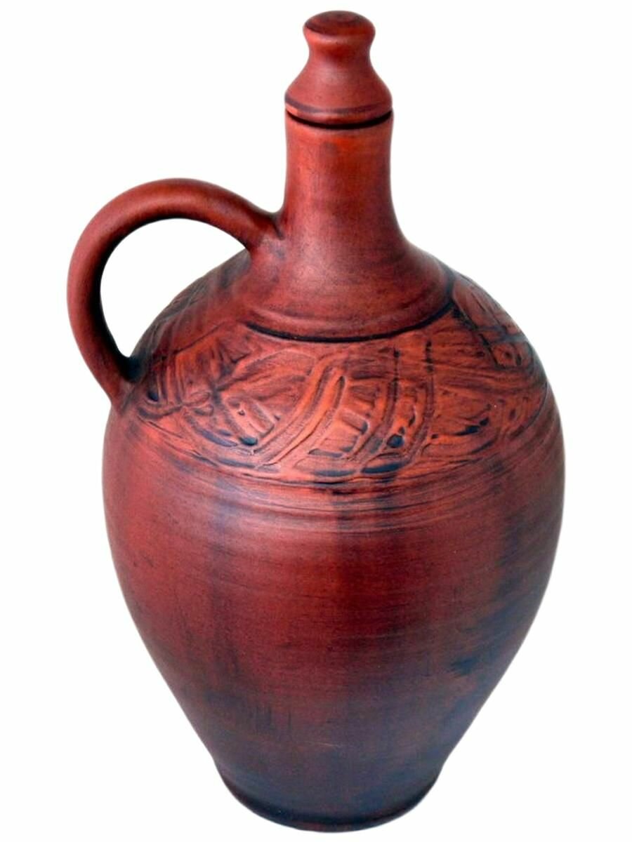 Кувшин, Бутыль с ручкой 3 + глазурь, глина, керамика, ручная работа