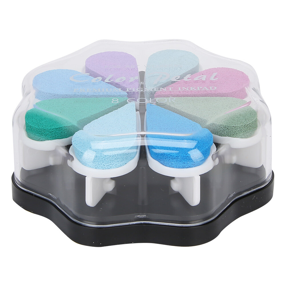 8 Colors Petal Shape Schedule Book Scrapbook Colorful DIY Stamp Ink Pad Painting Accessory1005 Mist