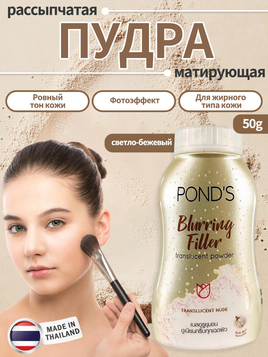 POND'S Прозрачная матирующая пудра с эффектом фотошопа Blurring Filler Translucent Powder 50 гр.