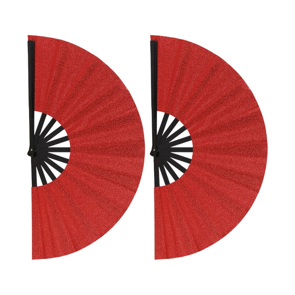 2 веера с блестящей золотой пудрой, голографические складные веера, концертные складные веера для музыкального фестиваля по банджи-джампингу carnival-красный