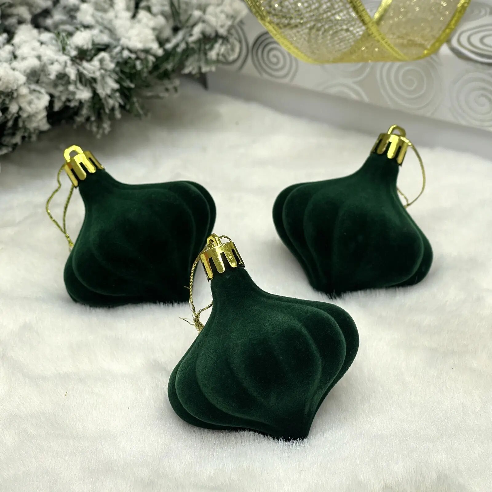 Набор ёлочных украшений VELOUR «Волшебная юла» 6 см (набор 3 шт), Изумруд, пластик, для елки и декорирования