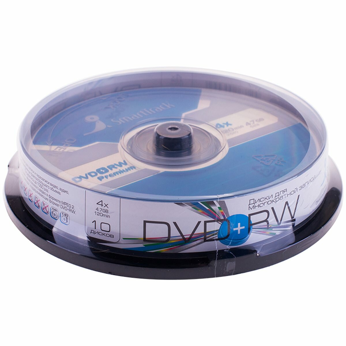 Оптический диск DVD+RW Smart Track 4.7Gb, 4x, cake box, 10шт. (ST000302)