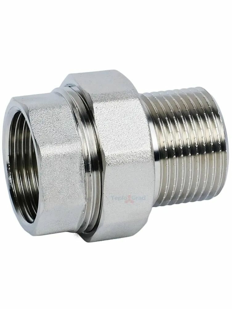 Американка 1/2 переходная никелированная, сгон-муфта с внутренней и наружной резьбой г/ш